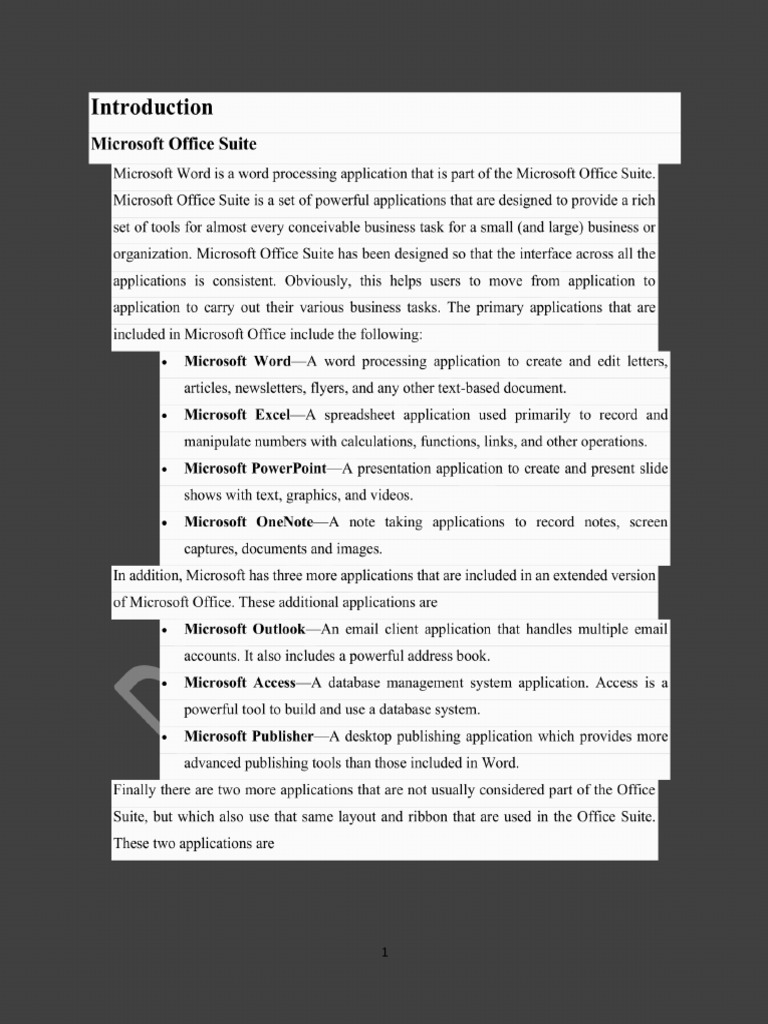 Introduction Of Ms Word Pdf