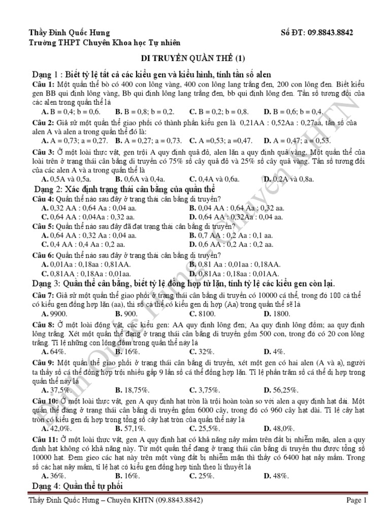 7.1 Di Truyen Quan The (1) BT | PDF