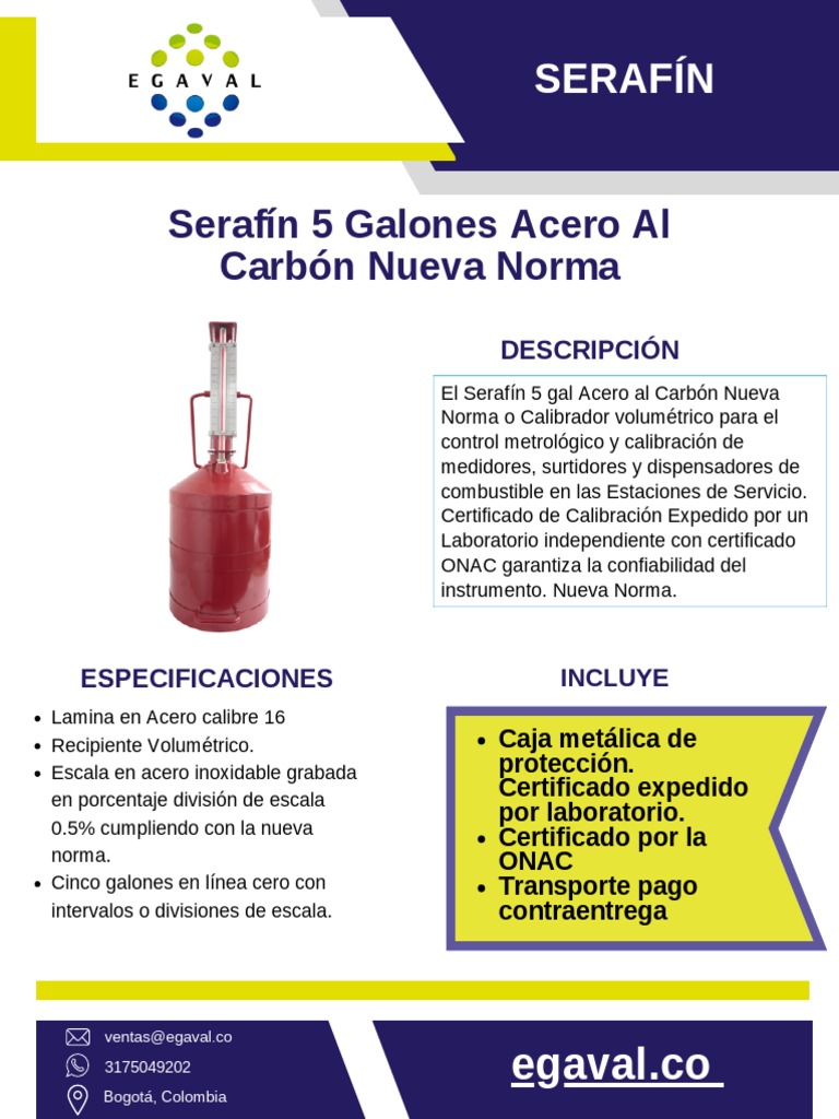 Egaval Serafin 5 Galones Acero Al Carbon | PDF
