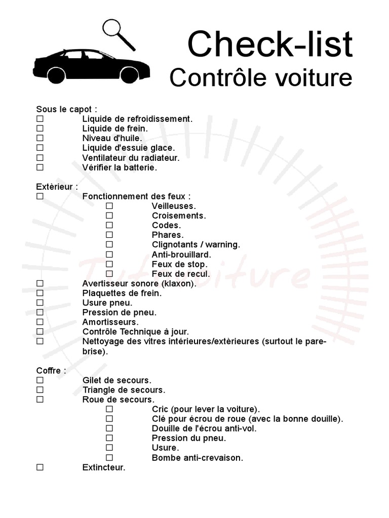 check list - contrôle voiture | PDF