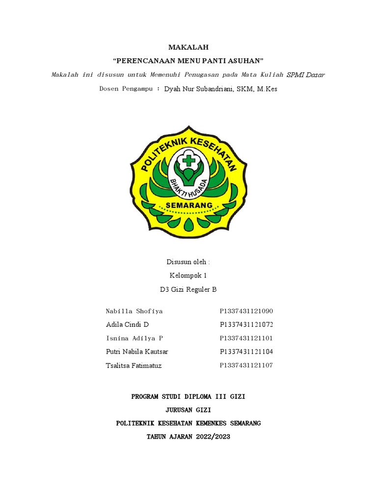(Spmi) KELOMPOK 1 - Menu Panti Asuhan | PDF