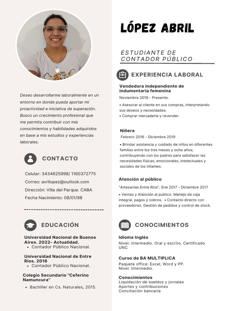 Modelo de CV | Descargar gratis PDF | Contador