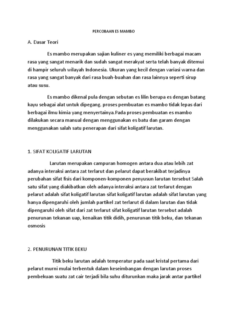 Percobaan Es Mambo | PDF