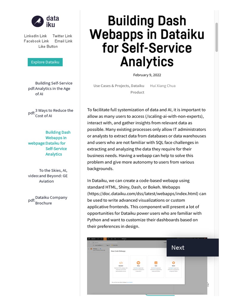 Building Dash Webapps in Dataiku For Self-Service Analytics | PDF | Computers