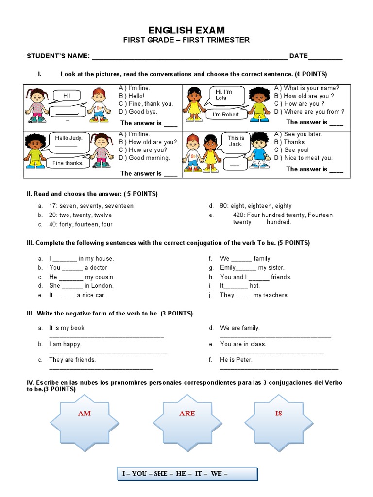 Examn de Ingles 1 Er Grado | PDF | Language Arts & Discipline