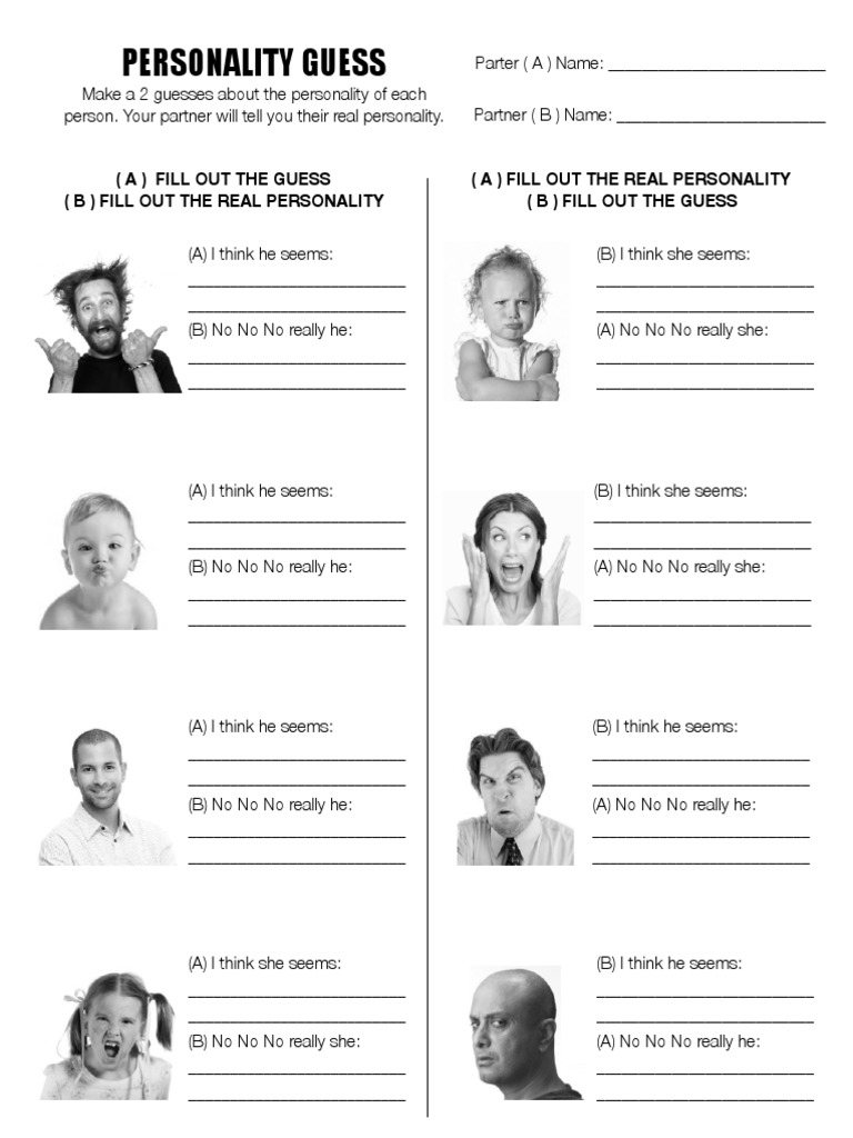 Personality Guess Traits Worksheet | PDF