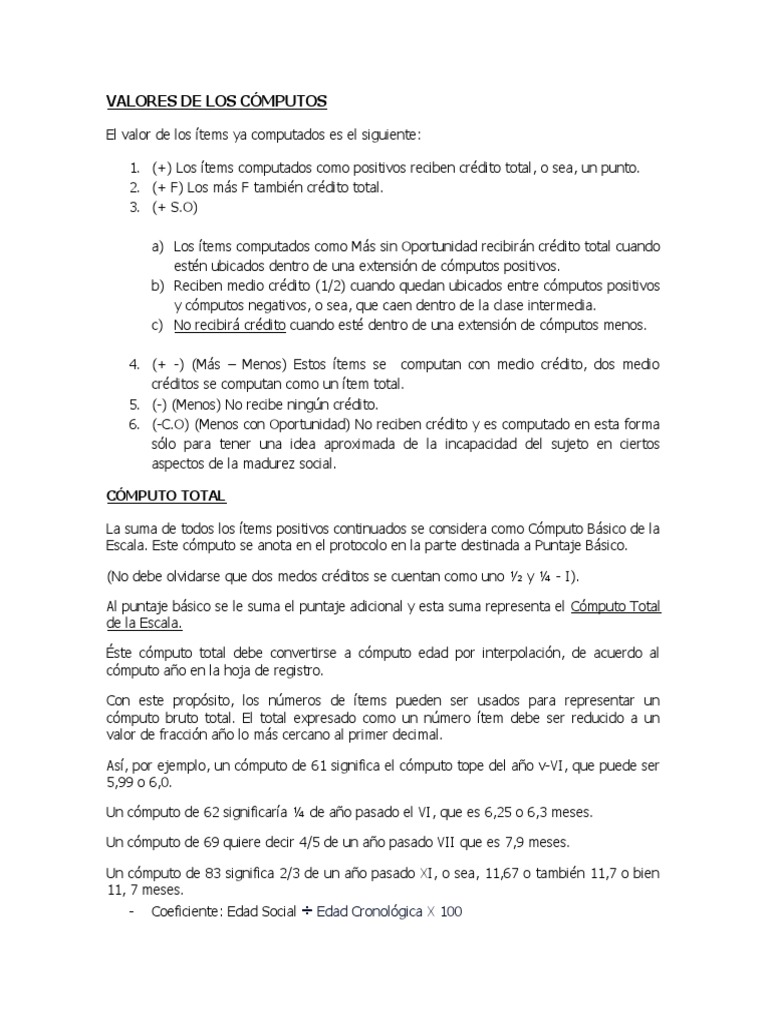 Valores de Los Cómputos | PDF