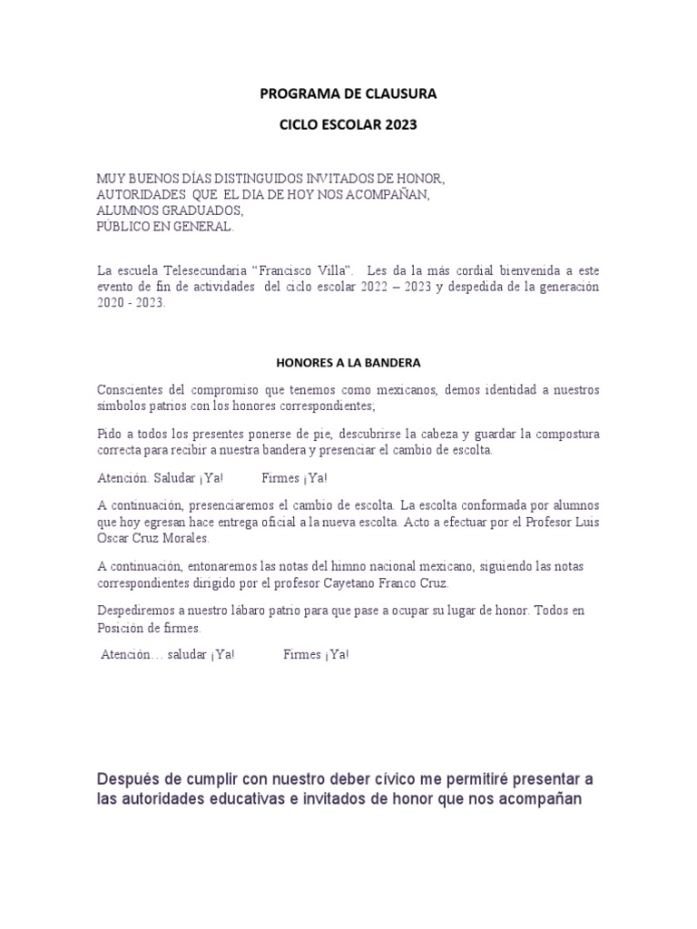 Programa de Clausura | PDF