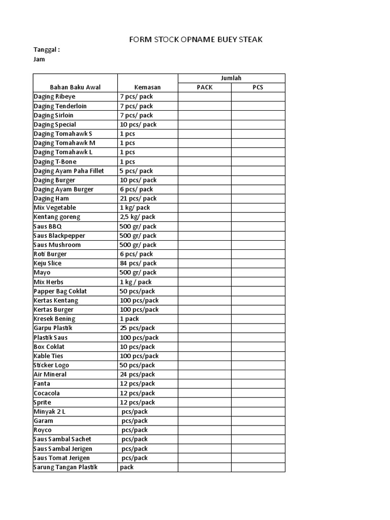 Form Stock Opname | PDF