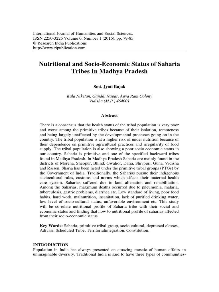 Nutritional Eco Status of Saharia | PDF | Social Science | History
