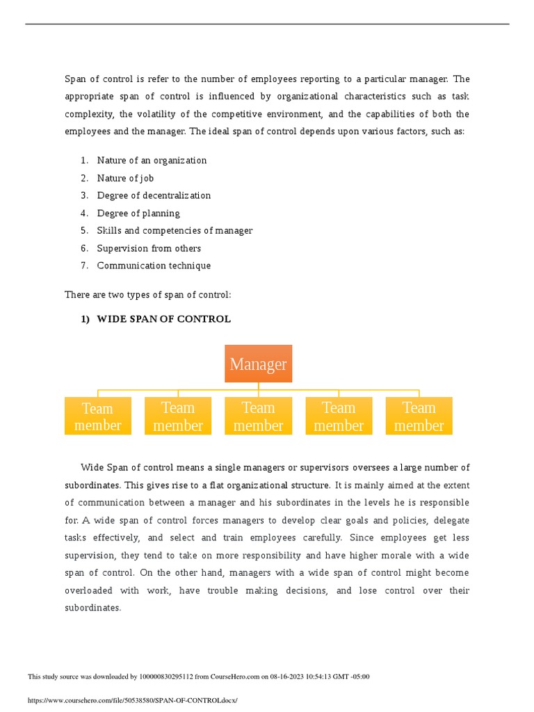 Span of Control | PDF | Organizational Structure | Leadership