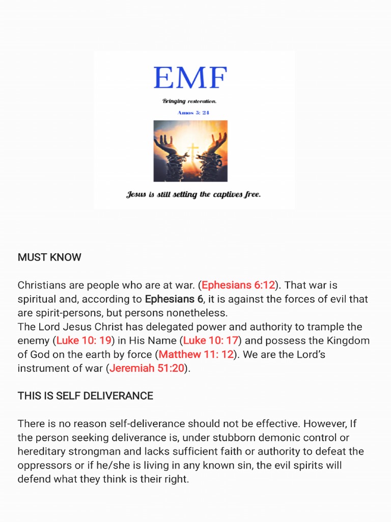 Prayers For Self Deliverance EMF 25 Days | PDF