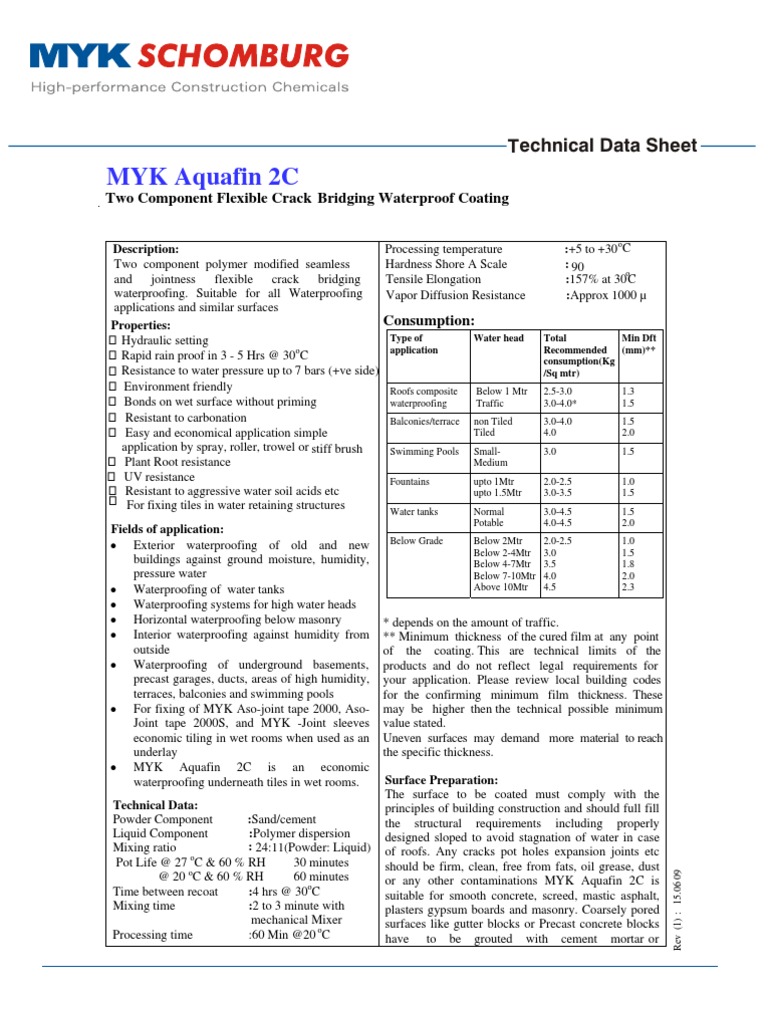 MYK Aquafin 2C Waterproofing | PDF | Concrete | Humidity