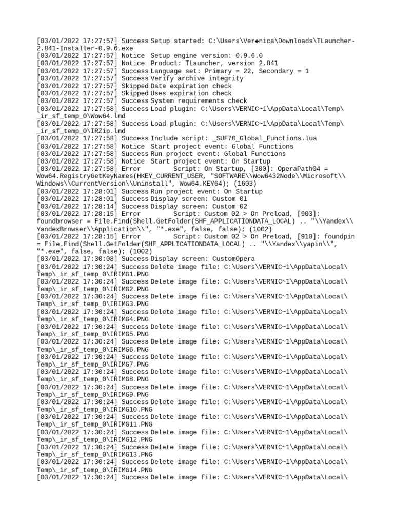 TLauncher Setup Log | PDF