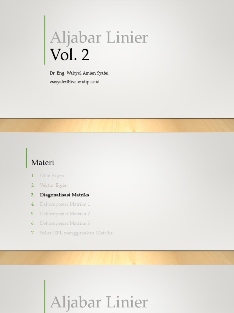 Aljabar Linier 3 Diagonalisasi Matriks | PDF | Metode & Bahan Ajar