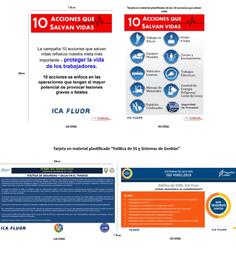 Tarjetas 10 Acciones Que Salvan Vidas | PDF