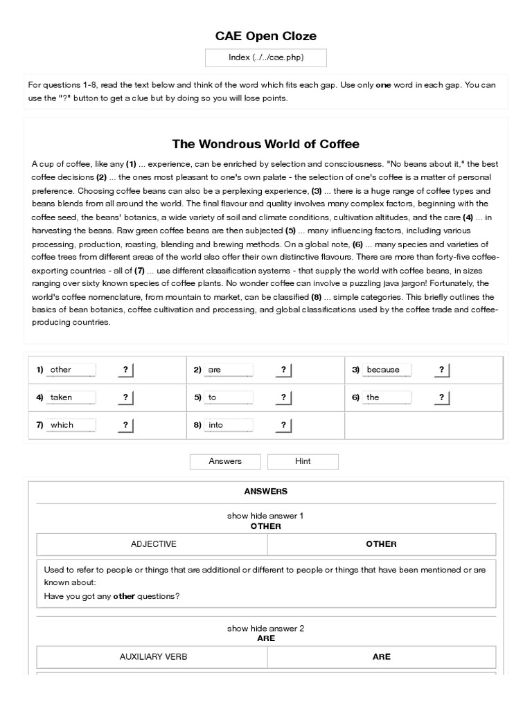 CAE Open Cloze | PDF