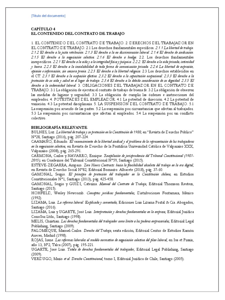 Cap Tulo 4. El Contenido Del Contrato de Trabajo | PDF