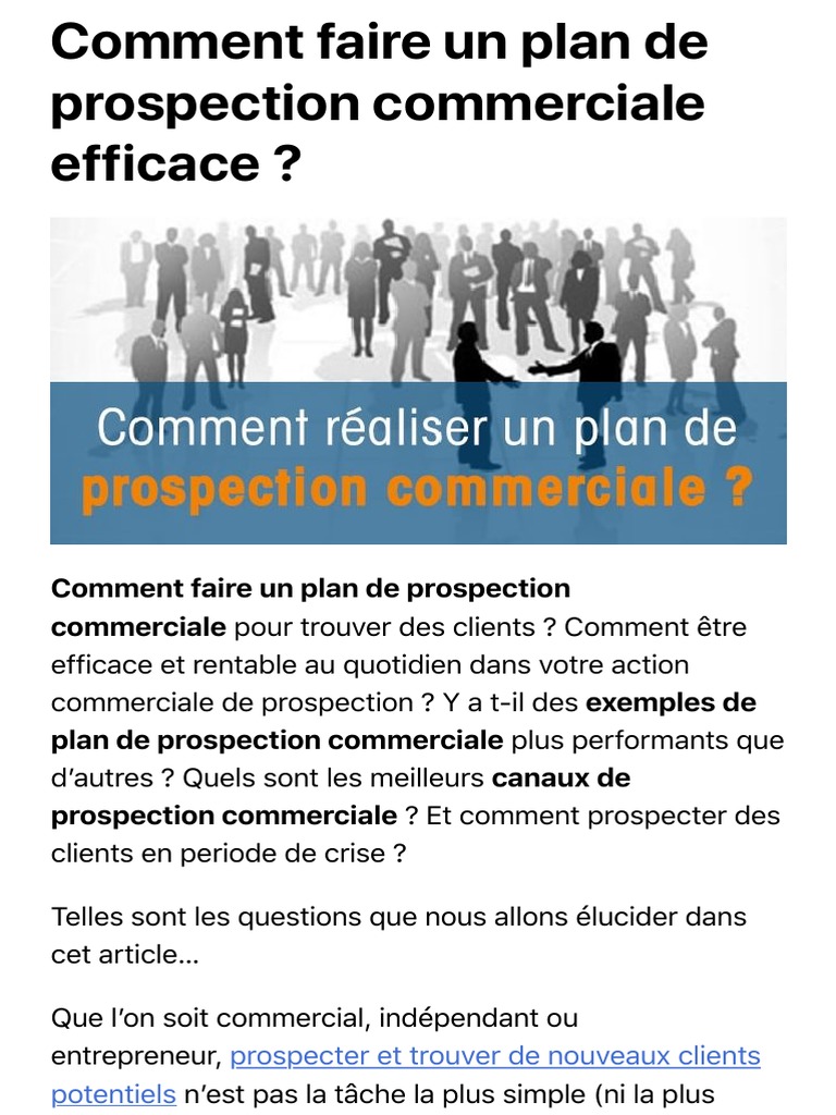 Comment Faire Un Plan de Prospection Commerciale Gagnant ? | PDF
