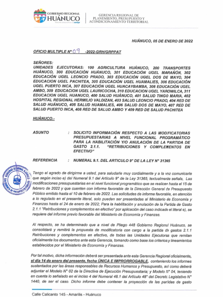 Oficio Multiple 09 | PDF