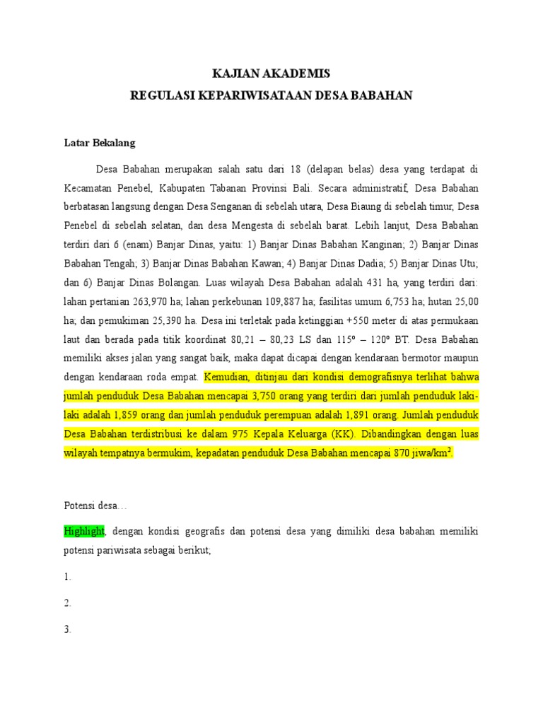 Regulasi Pariwisata Desa Babahan | PDF | Ilmu Sosial | Perjalanan