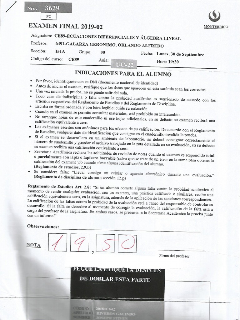 Ex - Final - Ecuaciones Diferenciales | PDF