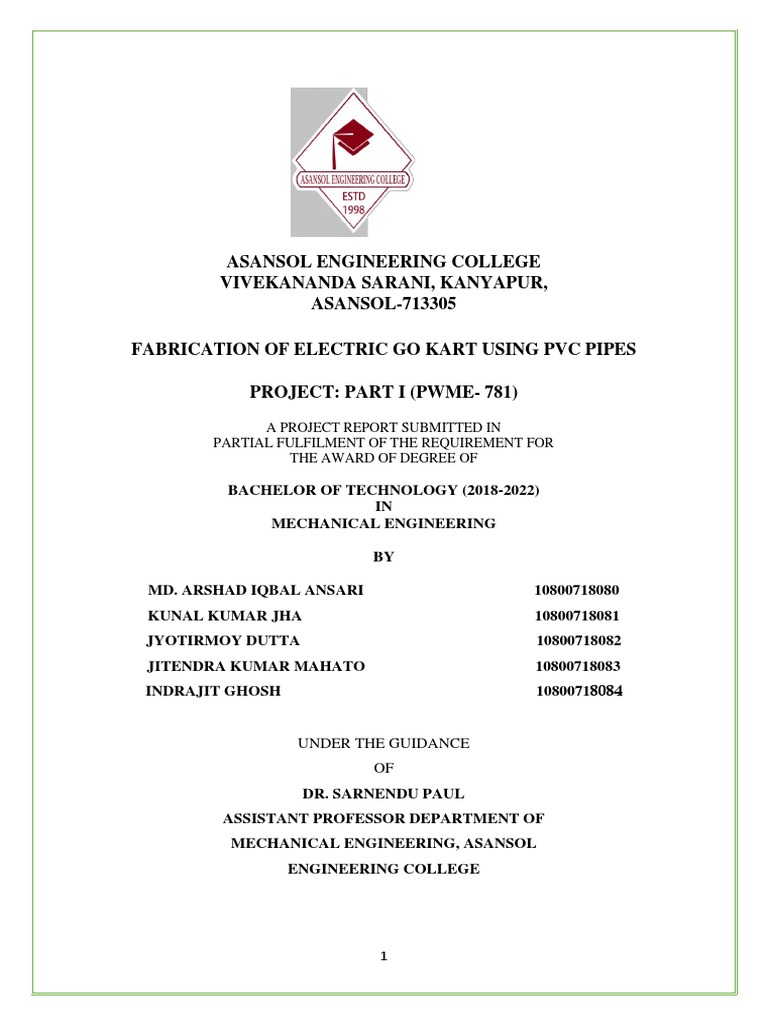 Project - Design and Fabrication of Electric Go-Kart | PDF ...