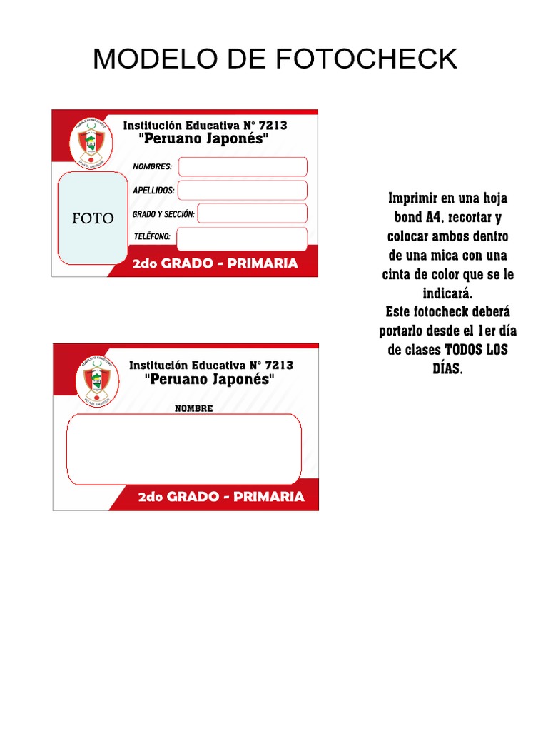 Fotocheck Estudiante | PDF