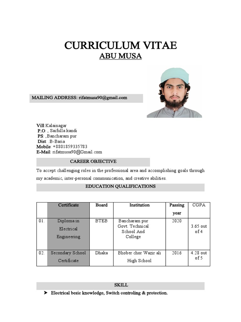 CV of Abu Musa | PDF