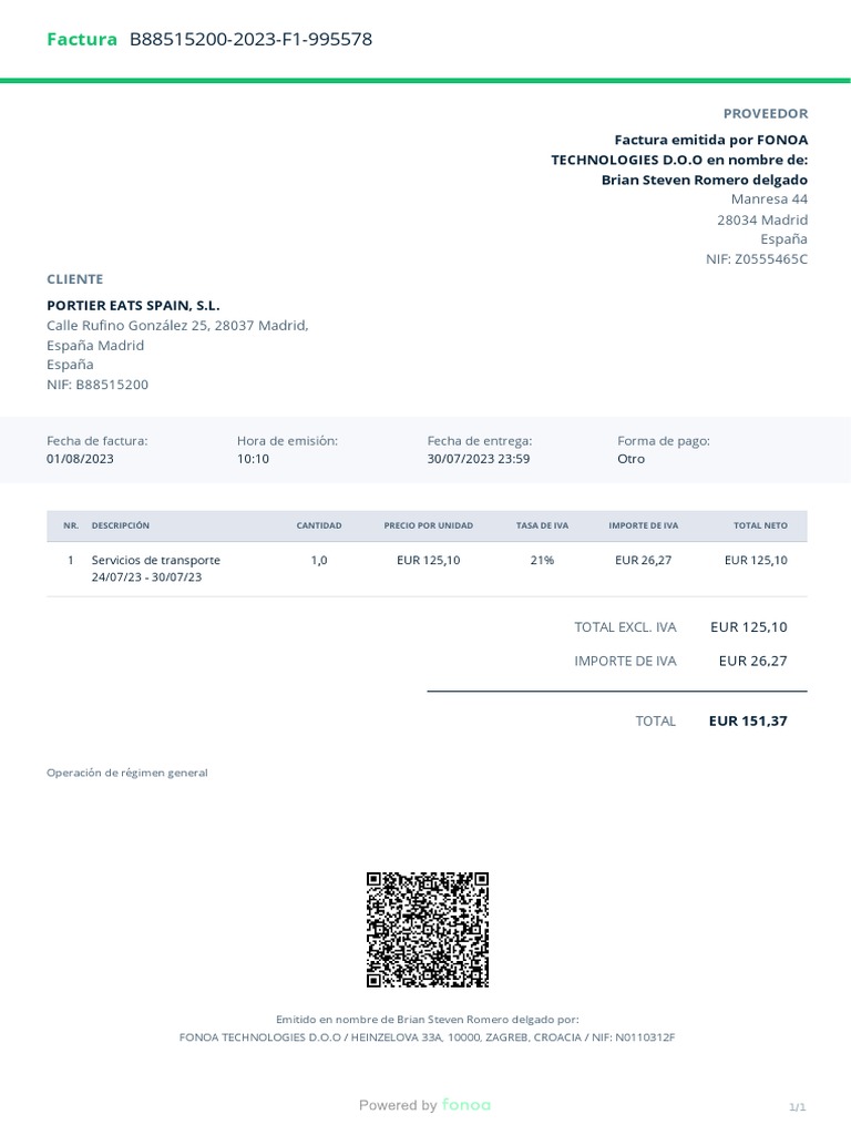 ES B88515200 2023 F1 995578 - Invoice | PDF | Contabilidad | Documentos ...