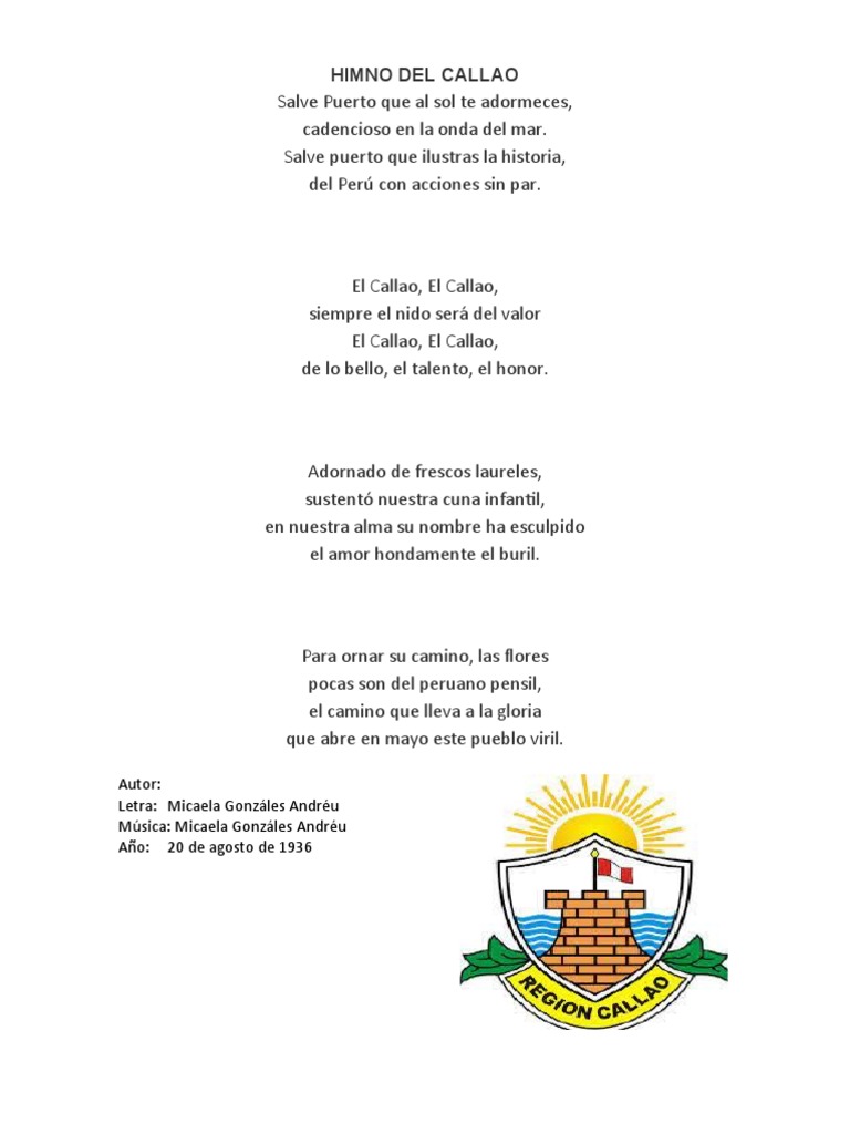 Himno del Callao: Letra y Autor | PDF