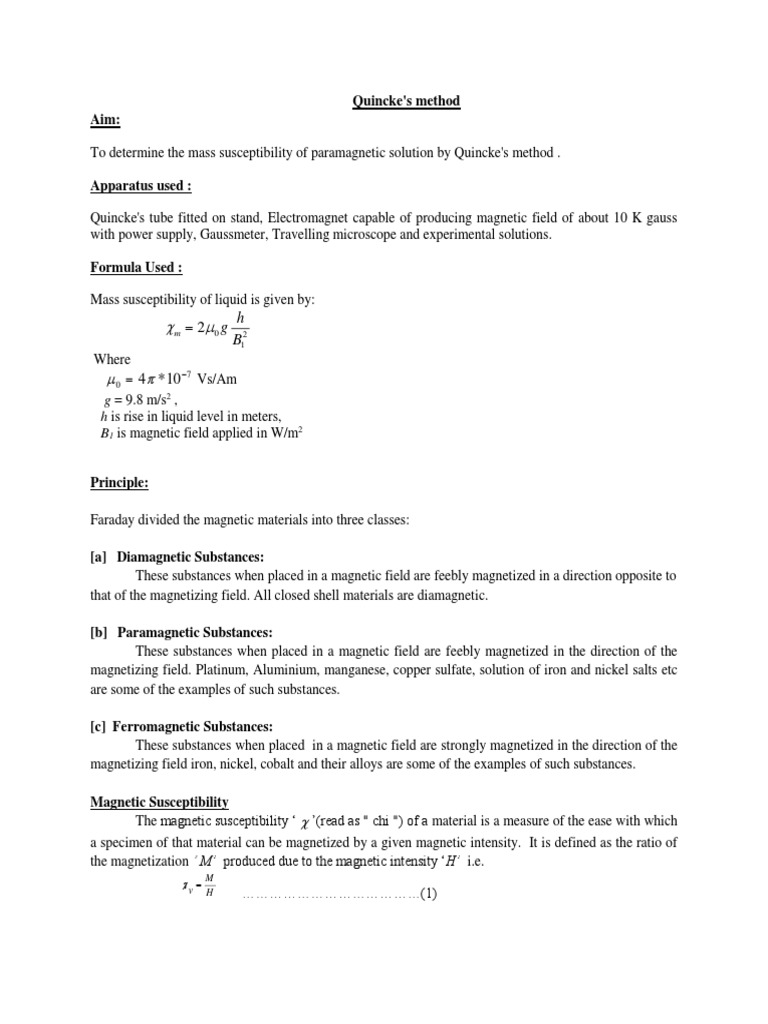 Quinckes Method | PDF