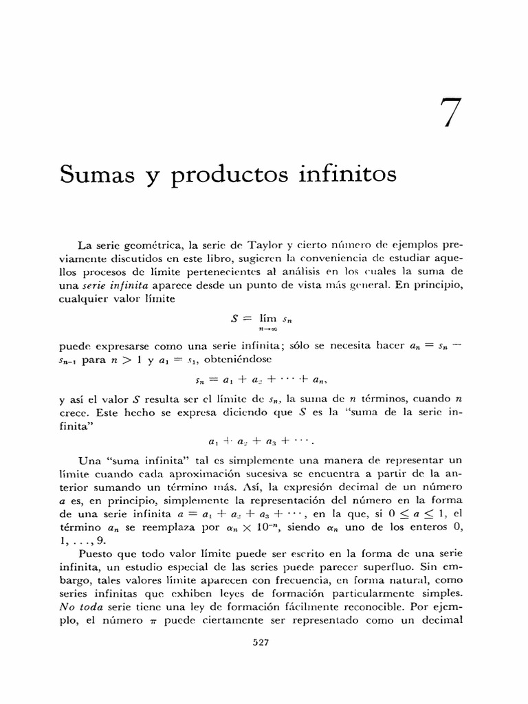 Sumas Y Productos Infinitos (1998) (Apuntes Calculo) (Series Infinitas ...