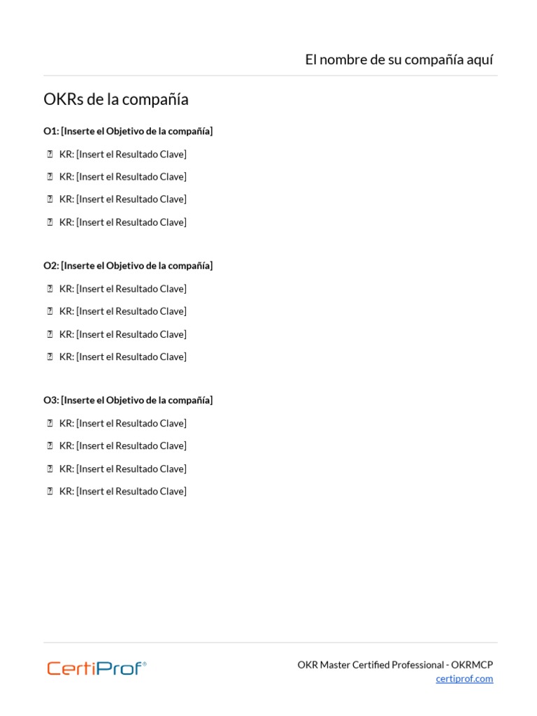 CertiProf OKR Template | PDF CertiProf OKR Template | PDF