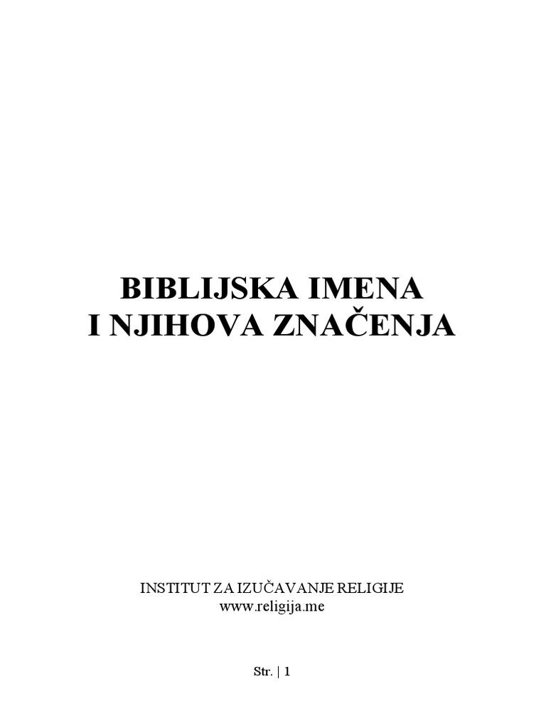 Biblijska Imena I Njihova Znacenja | PDF