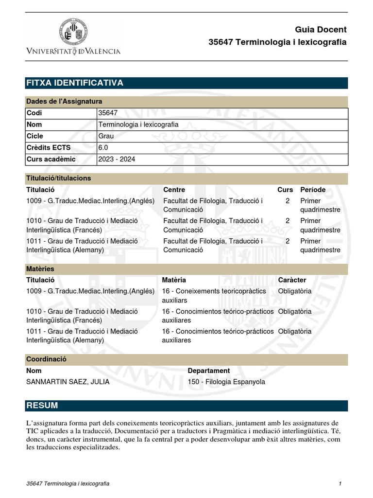 Guia Term I Lex | PDF