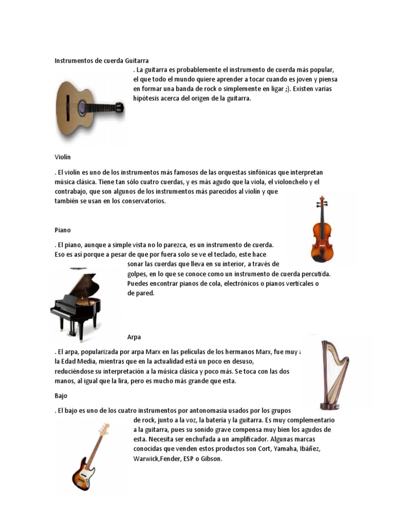 Instrumentos de Cuerda Guitarra | PDF | Instrumentos de cuerda | Bajo