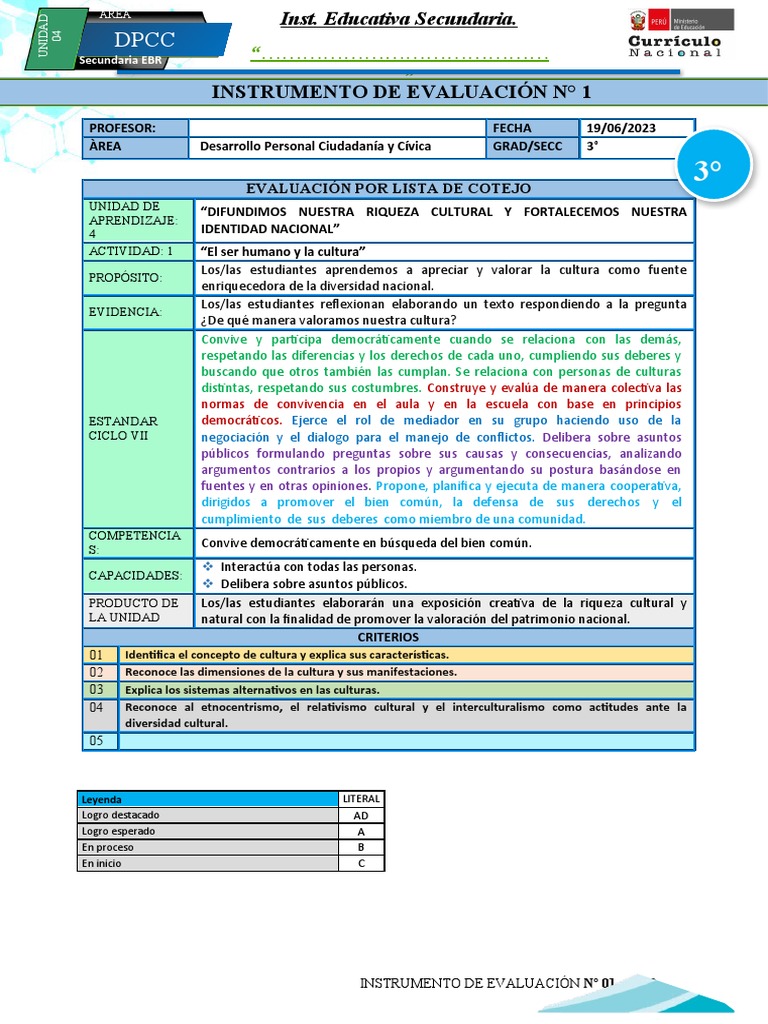 3º DPCC - LC Act.1 Uni 4 - Sem 01 | PDF