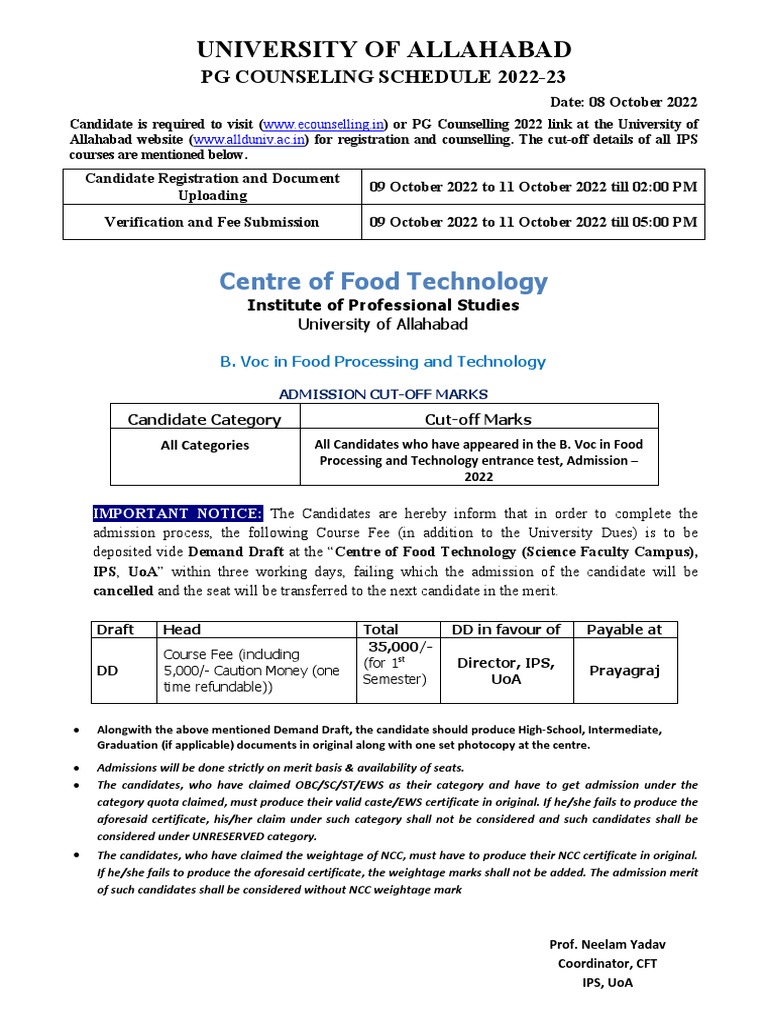 IPS Courses First Cut-Off - 08.10.22-1 | PDF | Business