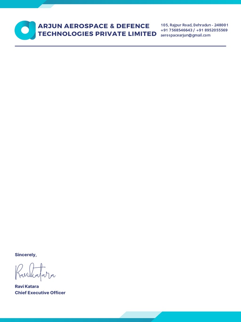 Arjun Aerospace Letter Head | PDF