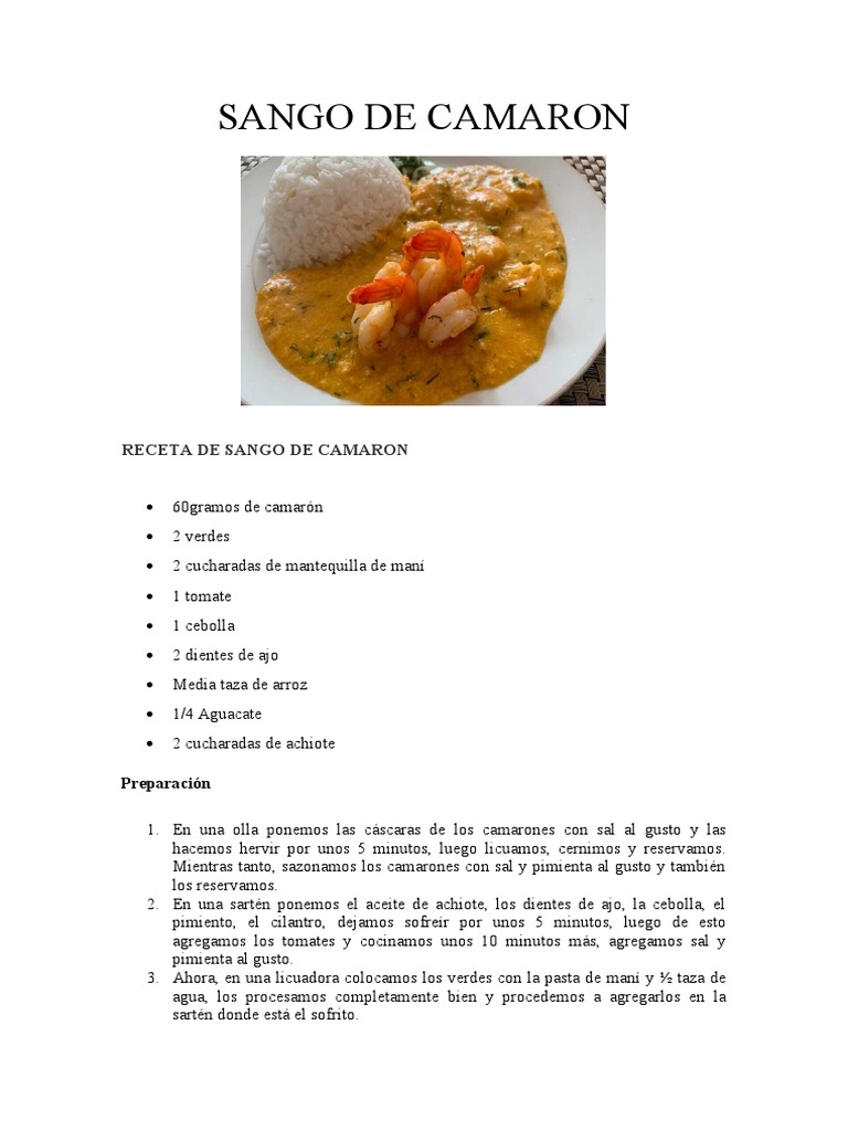 Receta Sango Camaron | PDF