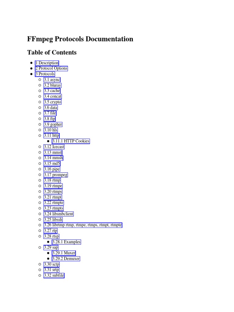 Ffmpeg Protocols | PDF | Port (Computer Networking) | Transport Layer Security