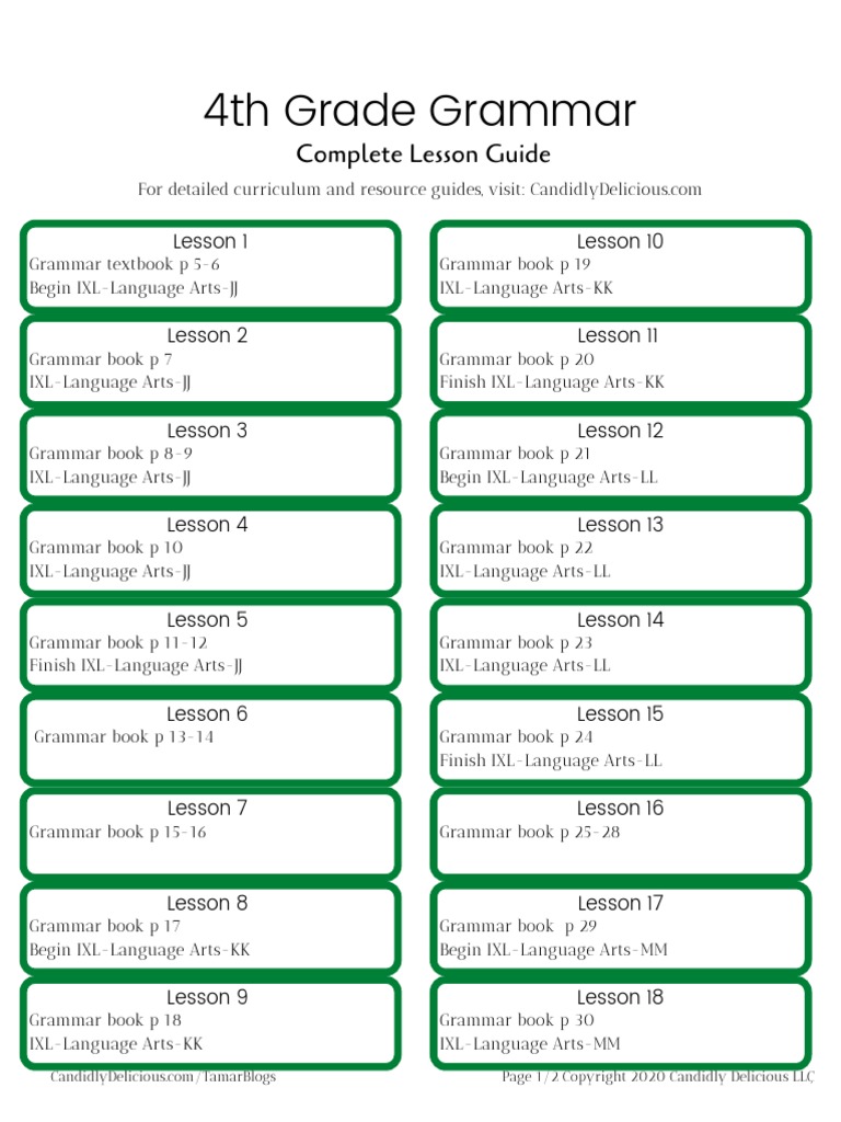 4th-Grade-Grammar-Curriculum | PDF