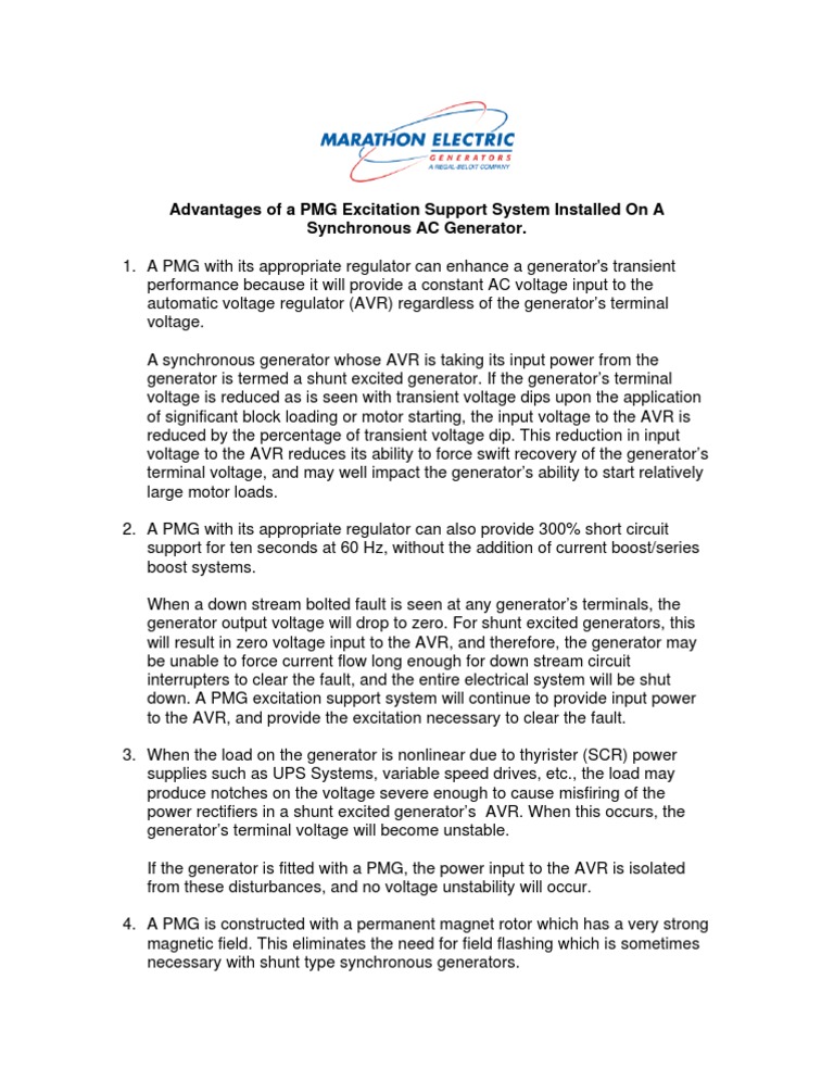 Advantages of A PMG Excitation Support System Installed On A ...