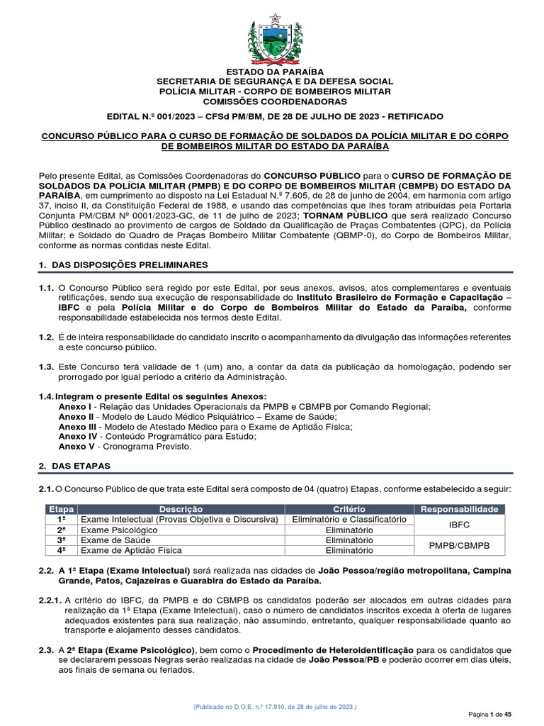 Edital PMPB - 2023 | PDF