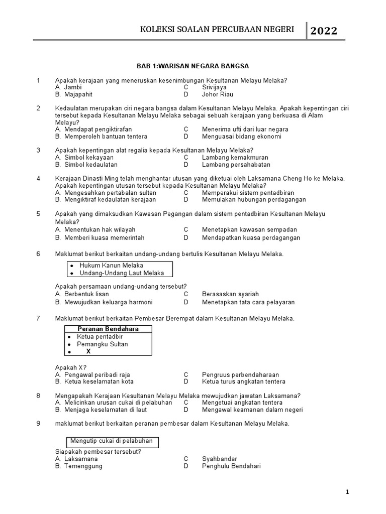 Kertas 1 Trial Negeri | PDF