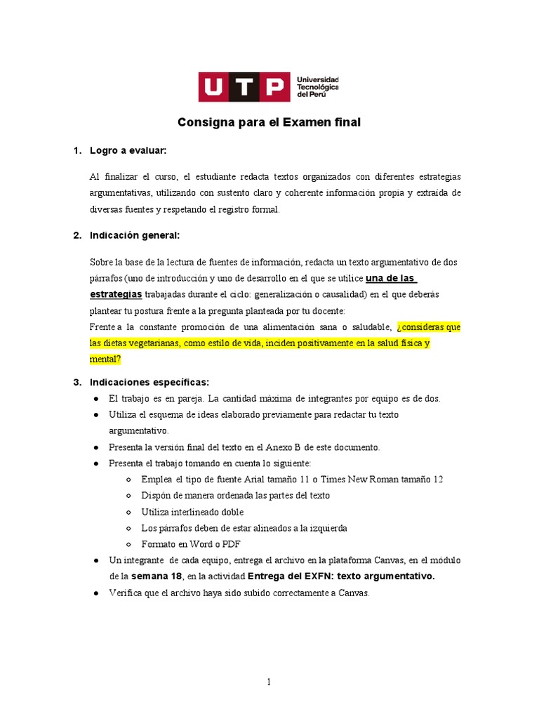 GC N01I EXFNConsigna 22C2A | PDF | Plagio | Disciplinas