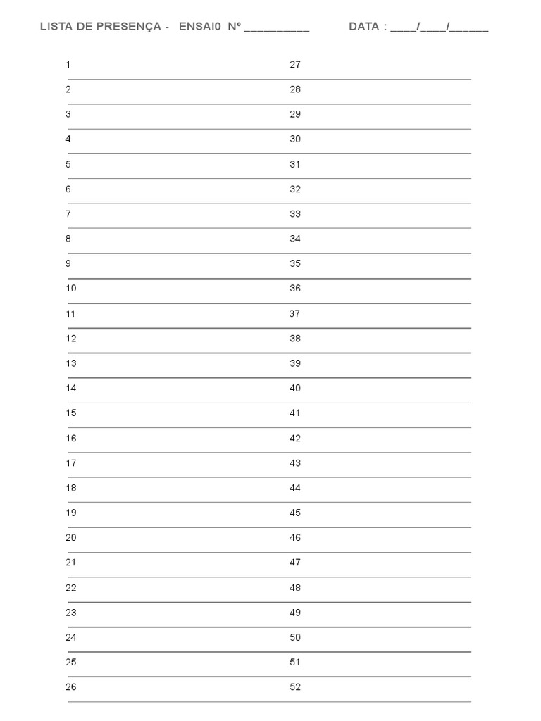 Lista de Presença - Modelo de Lista de Presença | PDF