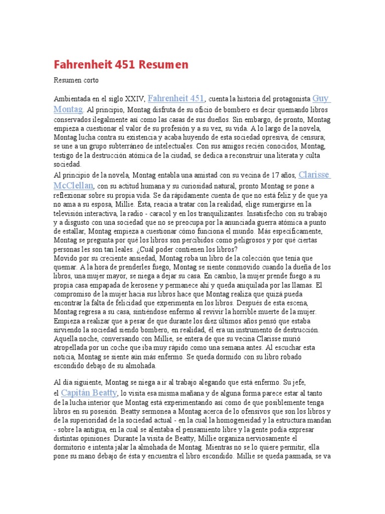 Fahrenheit 451 Resumen | PDF