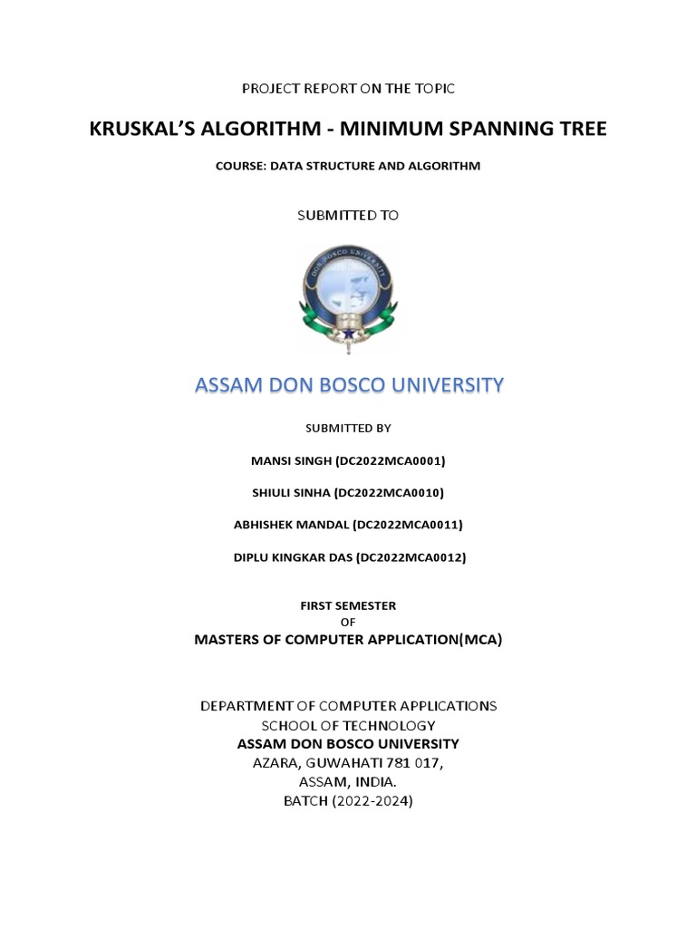 Kruskal's Algo Report | PDF Kruskal's Algo Report | PDF